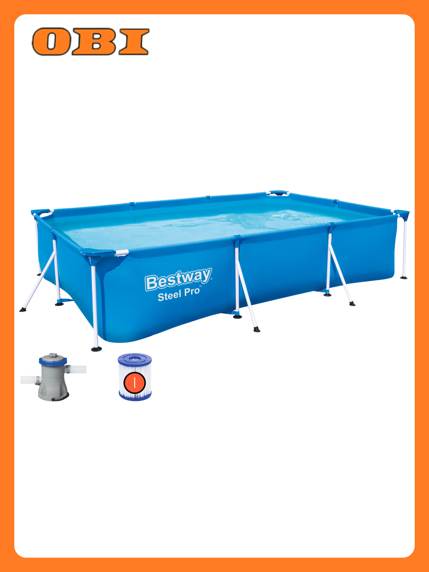Бассейн Bestway 56222, каркасный, прямоугольный, голубой, 300x201x66 см