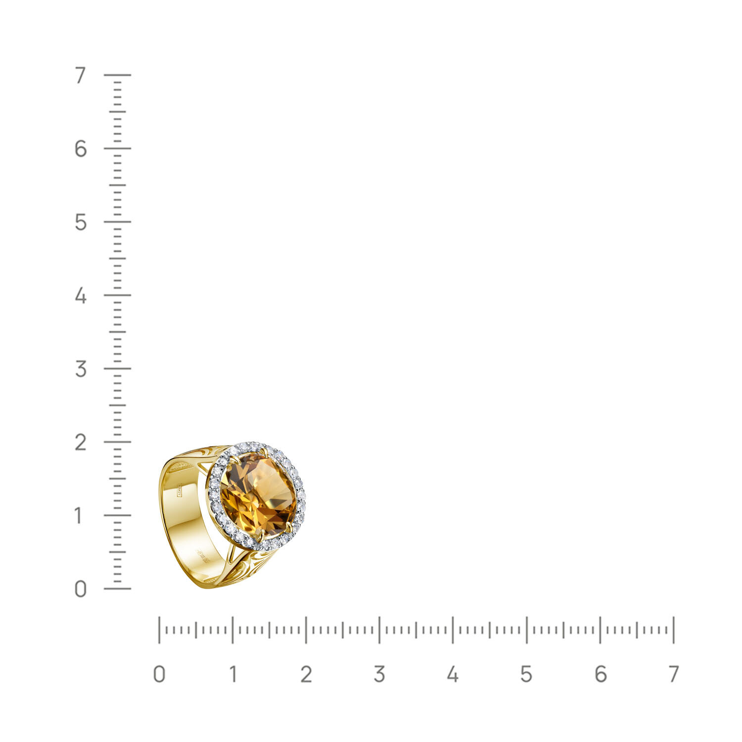 Кольцо JEWELIN, желтое золото, 585 проба, бриллиант, цитрин