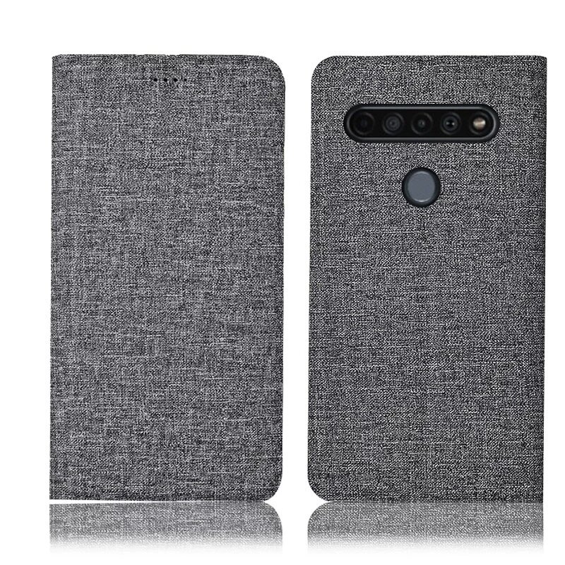 Чехол из льна с ударопрочной защитой для LG K41s, цвет серый угольный, полная защита, антицарапинная