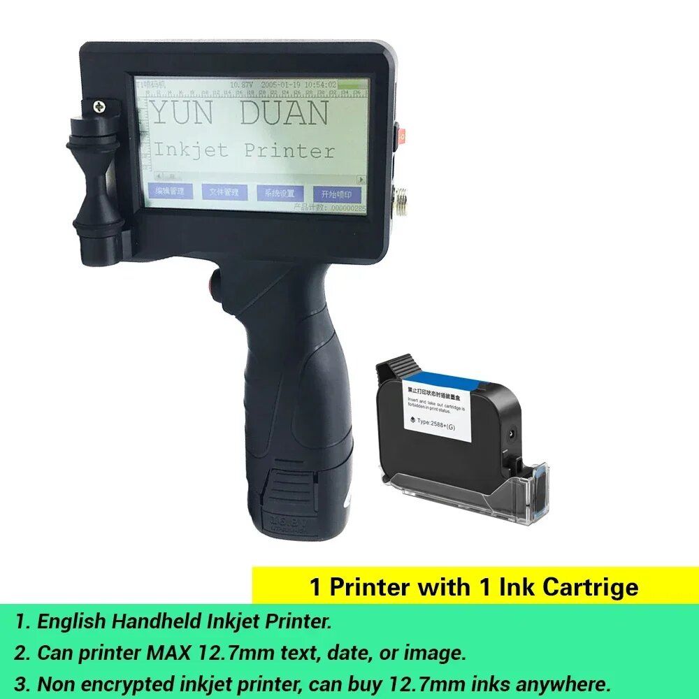 Ручной струйный принтер YUN DUAN, EU Plug, 1 Printer 1 Ink