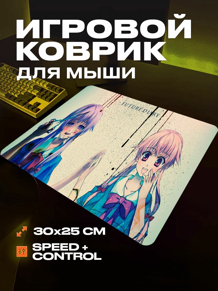Коврик для мыши игровой Дневник будущего 30 25 аниме