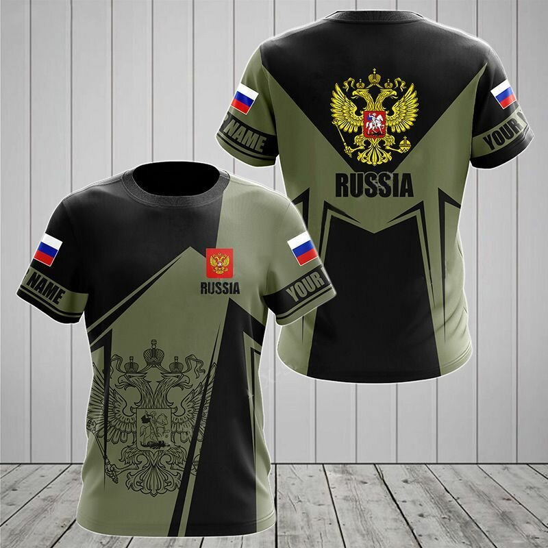 Мужская футболка Russia с гербом и флагом