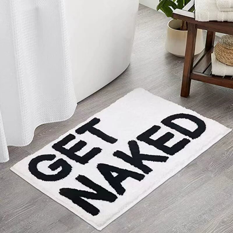 Коврик для ванной "GET NAKED", противоскользящий, мягкий, впитывающий, белый