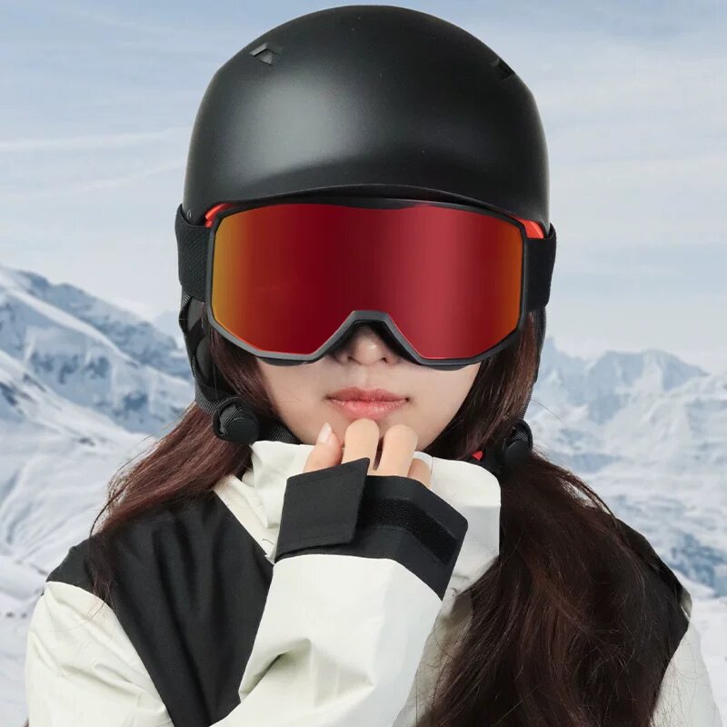 Магнитные снежные очки, цилиндрические лыжные очки с широким полем зрения, двухслойные противотуманные лыжные очки для