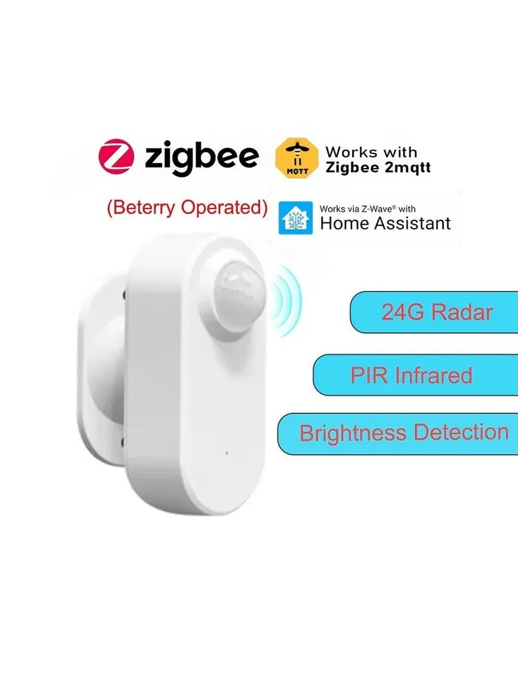 Умный датчик света и движения Zigbee, Tuya Smart Life, 24G MmWave Радар Датчик присутствия человеческого тела