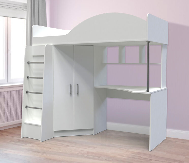 Кровать чердак Каприз 2 Белый