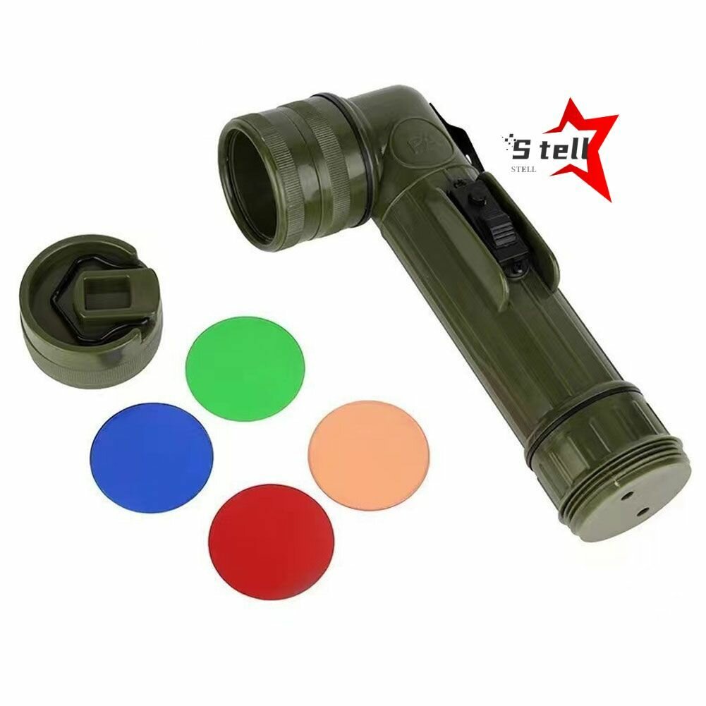 Фонарь L-образной формы с разноцветными линзами. Многофункциональный тактический фонарь для кемпинга, оснащенный зажимом для крепления на спине и крючком для подвешивания.