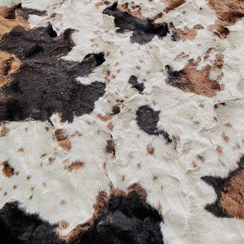 Искусственная ткань с узором под коровью шкуру, экологически 50cm x 160cm, Coffee brown white