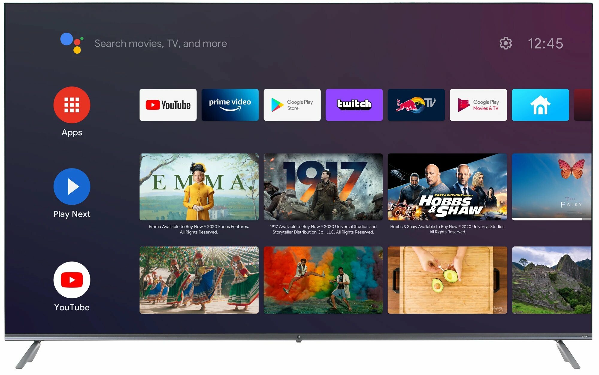 65" (165 см) Телевизор DEXP Q651, серый (Direct LED, QLED, 4K UltraHD, Wi-Fi, 60 Гц, Android TV)