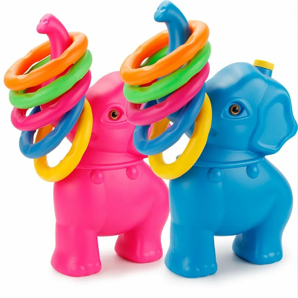 Набор для игры в кольцеброс с розовым слоном из пластика для детей на улице
