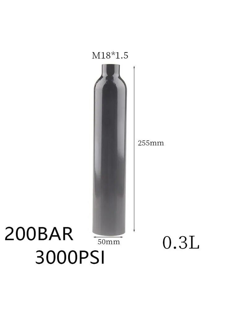 Воздушный бак HPA M18*1.5 объемом 0,3 Л из черного алюминия емкостью 3000 фунтов на квадратный дюйм