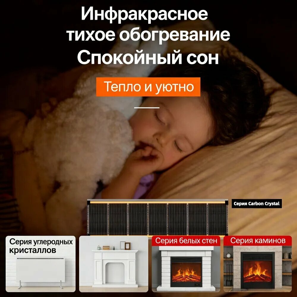 Инфракрасный пленочный обогреватель из графена для пола и стен 220В с терморегулятором