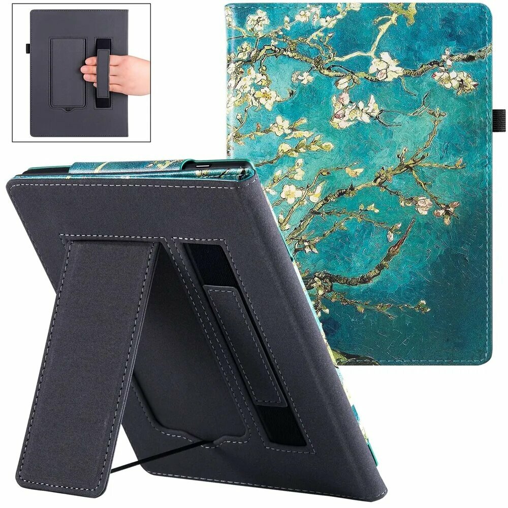 BOZHUORUI Чехол-подставка для 7.8" Boox Faraday/Boox Edison Tablet, легкий чехол из искусственной кожи с ремешком для рук и автоматическим сном/пробуждением