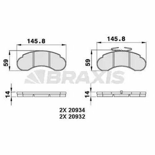 Комплект передних тормозных колодок BRAXIS AA0279 для Mercedes 100 631 631, 100 C 631, G-CLASS W461, W463, T1 601 601,