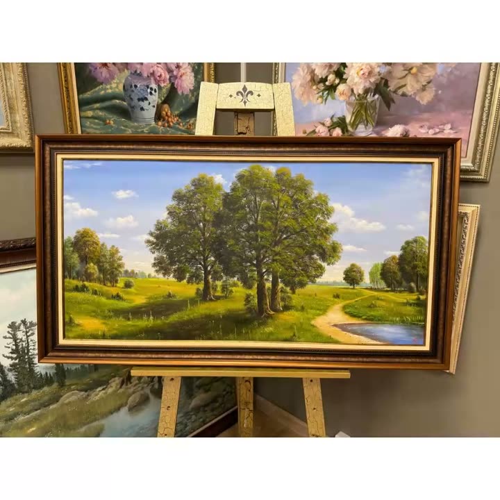 Картина маслом на холсте, "В тени дубов". Холст/Масло, 2012. Размер 60х120. Автор Пономарев.