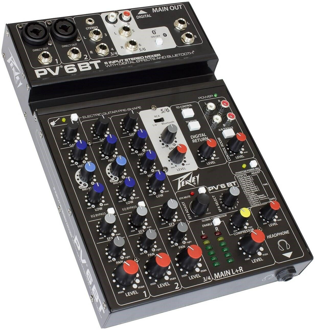 PEAVEY PV 6 BT 6-канальный аналоговый микшерный пульт с компрессором и Bluetooth