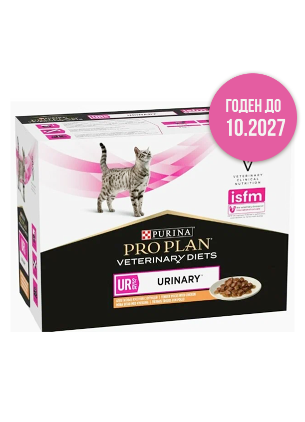Pro Plan Влажный корм паучи Urinary для кошек при мочекаменной болезни с курицей, UR ST/OX, 85 г х 10 шт