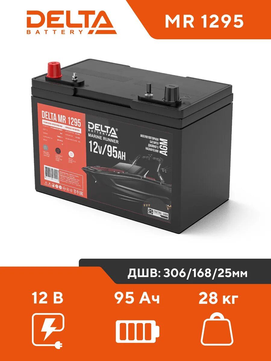 Аккумулятор 95 мА*ч для лодочного электромотора 12v