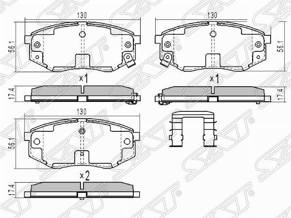 Колодки тормозные спереди SAT ST-58101-2SA00 Hyundai Elantra 15-20 / ix35 09-15