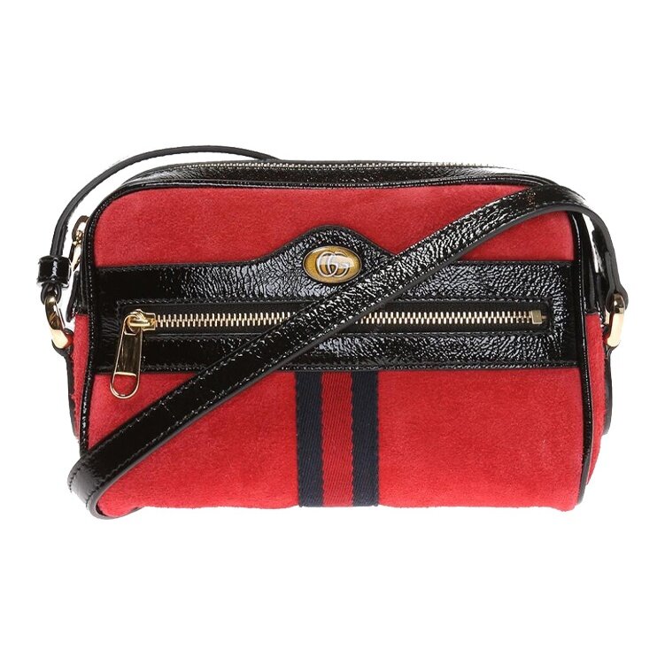 Сумка GUCCI, фактура плетеная, красный/черный — фото 1