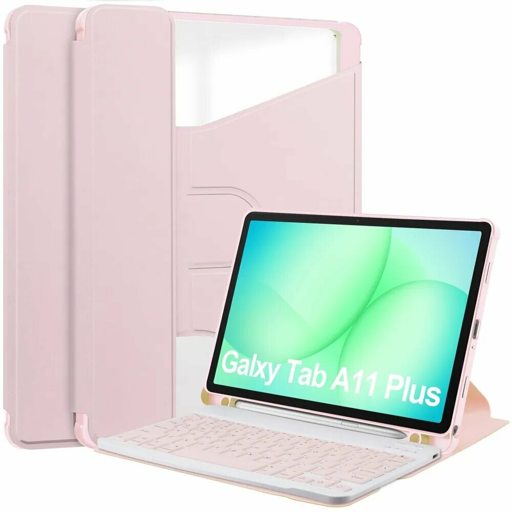 Чехол книжка Для Samsung Galaxy Tab A11+ / Самсунг Галакси Таб A9+ (11"), С поворотным кронштейном, (+ Клавиатура)
