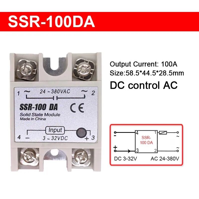 SSR-100DA, твердотельный релейный модуль 100A