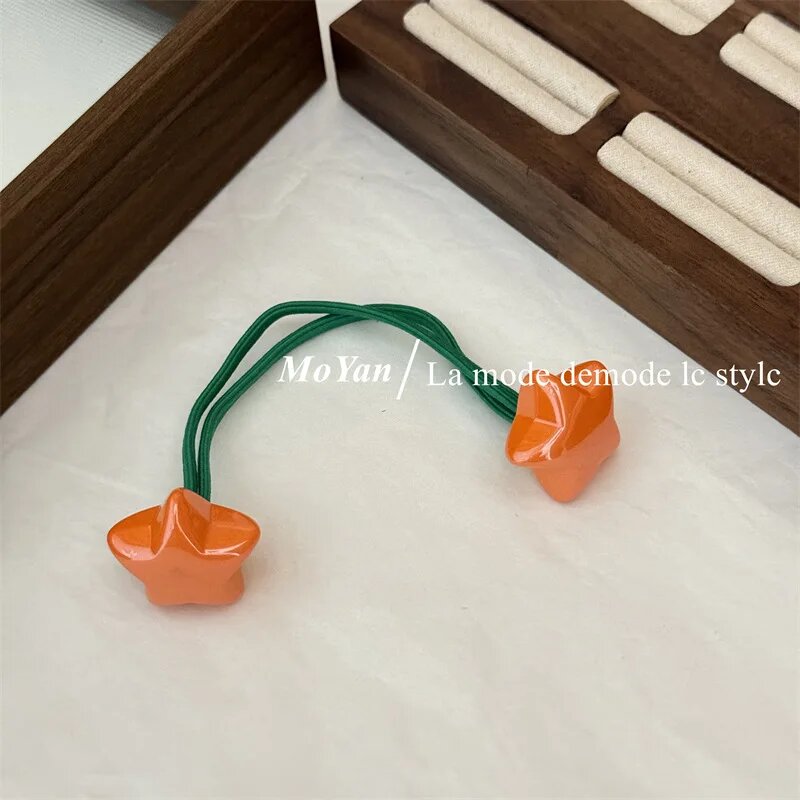 Резинки для волос корейского бренда Candy Color Оранжевый, 03 Orange Star