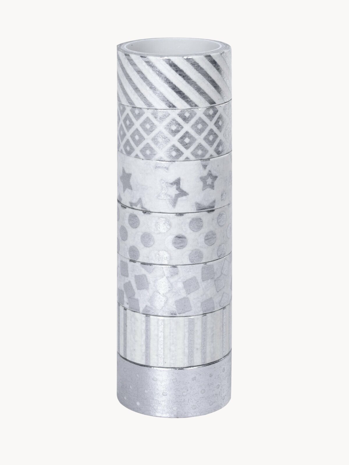 Скотч декоративный для скрапбукинга цветной для декора с фольгой Серебристый, 15 мм х 3 м, 7 штук, рисовая бумага, Остров Сокровищ, 661713