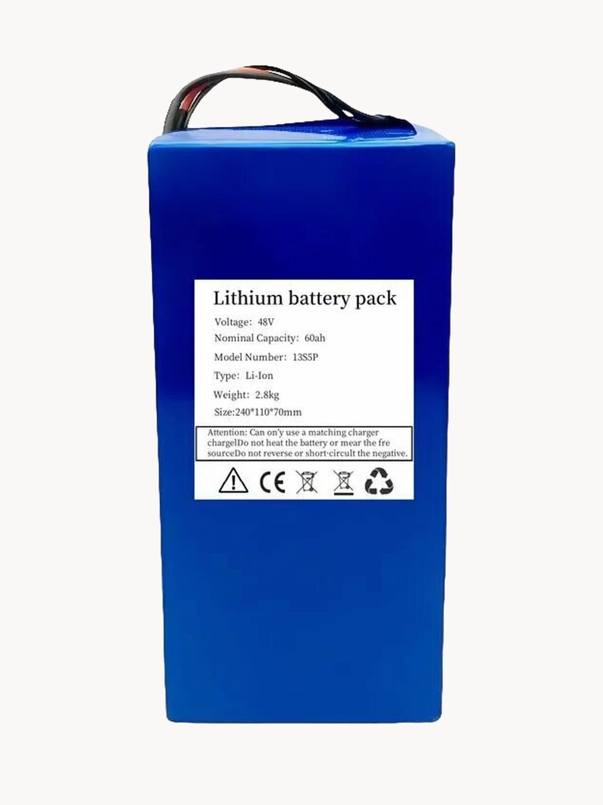 2025 Электрический велосипед высокой мощности 13S5P 48V 50ah 18650 Аккумулятор для скутера 1500 Вт + BMS Защита + Зарядное устройство