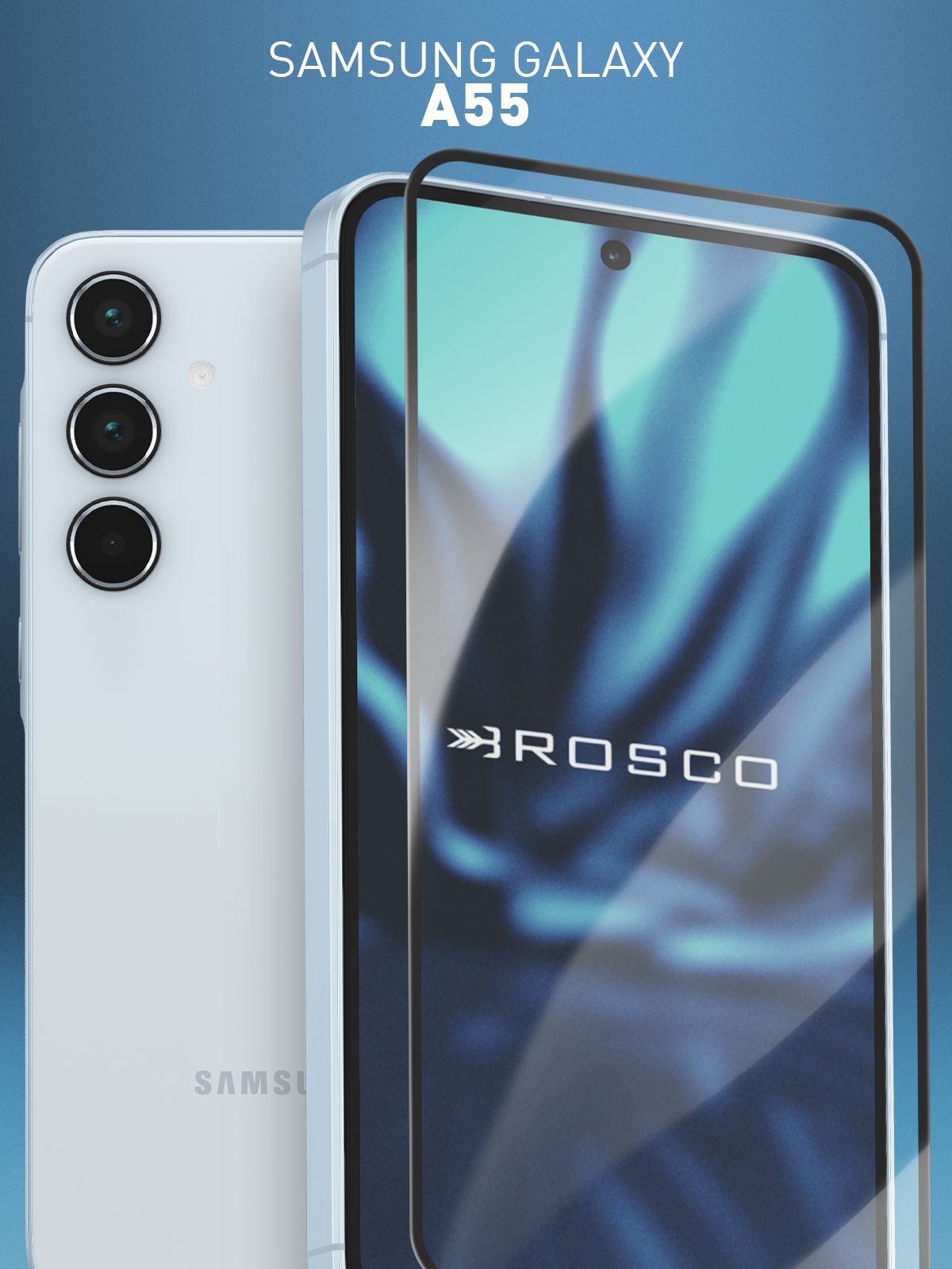 Защитное стекло на Samsung Galaxy A55 (Самсунг Галакси А55) с олеофобным покрытием, ROSCO