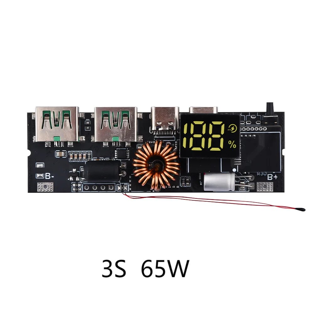 Модуль зарядки 3S 65W QC4.0 QC3.0 USB