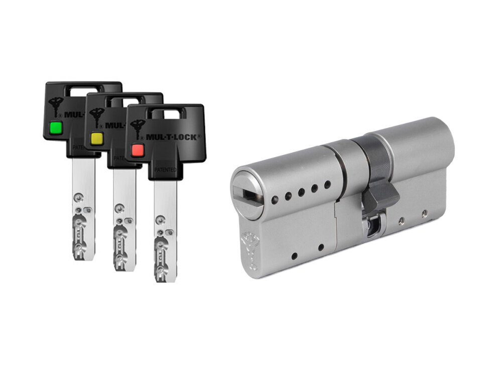 Цилиндр Mul-t-Lock MTL600 Светофор ключ-ключ 85мм (размер 50х35 мм) - Никель, Флажок