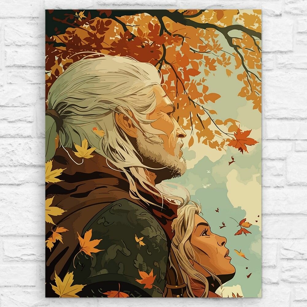 Картина по номерам на холсте игра Ведьмак 3 (Witcher, Герельт и Цири, PS, PC, XBOX) - 15179 В 30x40