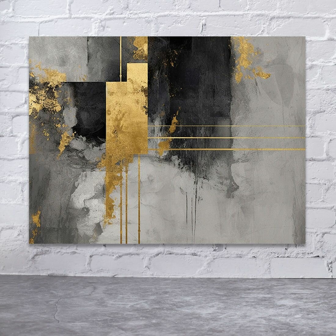 Картины для интерьера 20х30 Абстракция серая с золотом прямоугольник