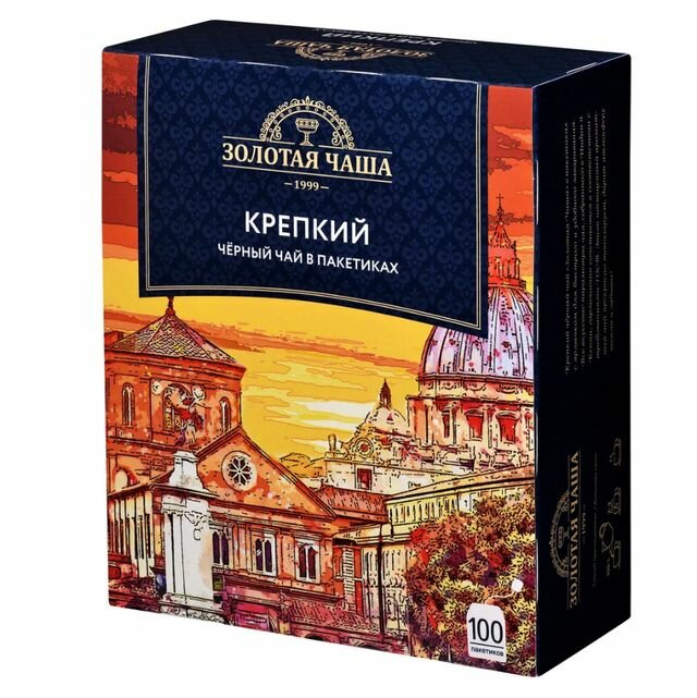 Золотая Чаша Чай черный Крепкий, 25 пак,