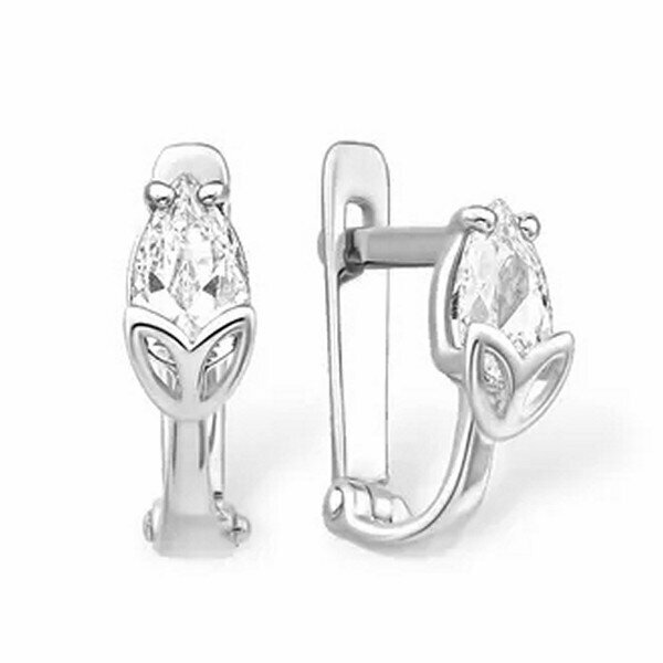 Серьги, серебро, 925 проба, фианит