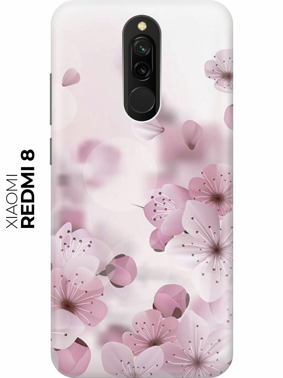 Силиконовый чехол Бело-розовые цветочки на Xiaomi Redmi 8 / Сяоми Редми 8