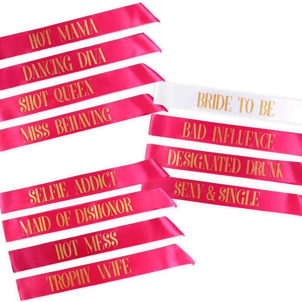 Набор лент для вечеринки "Bride To Be" WakaParty Розовый, Pink Set of 12