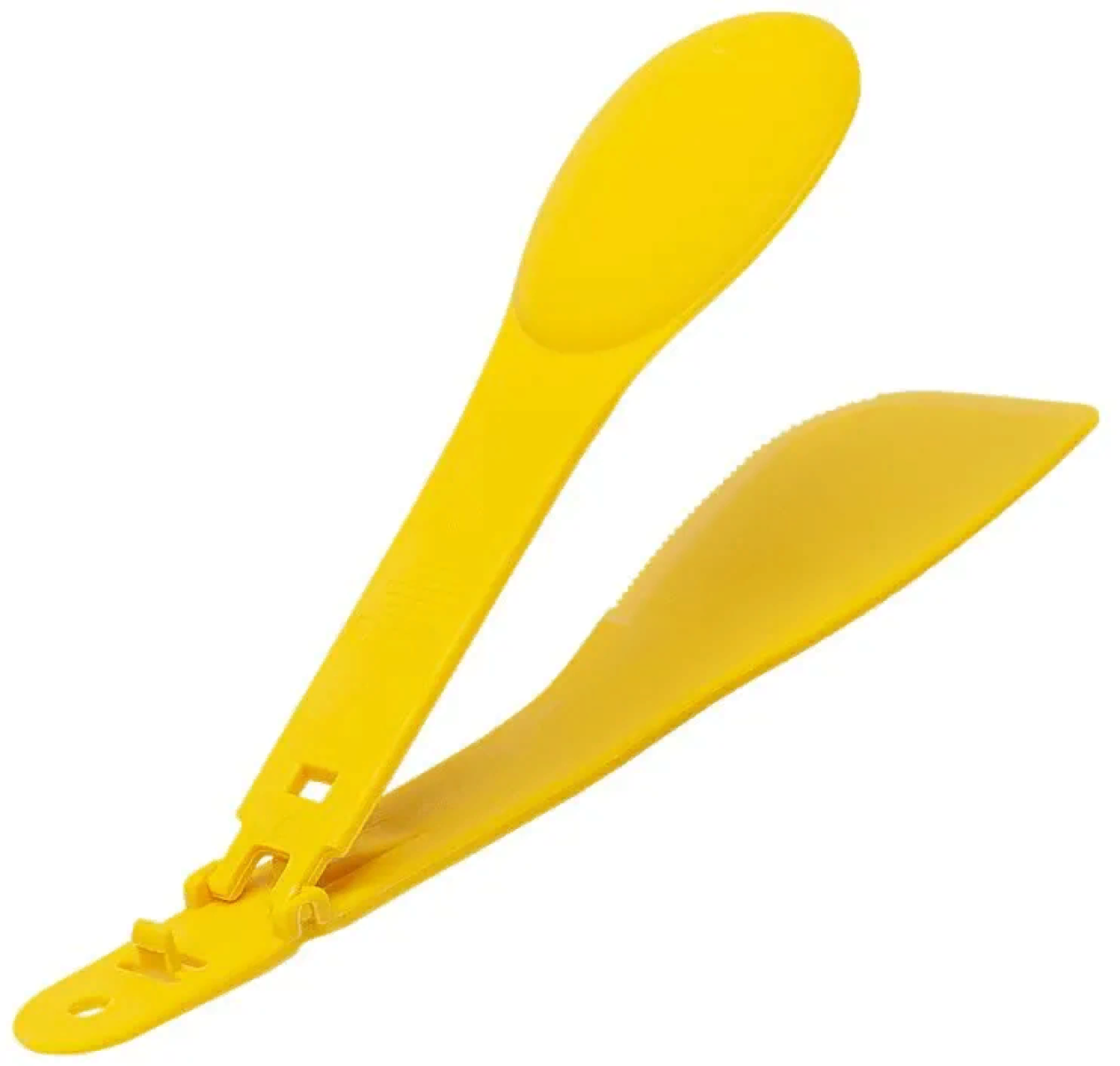 Лопатка-щипцы Адиком 4 в 1 складная, с отверстием для подвешивания на крючок, нейлон желтого цвета 36см / кулинарные принадлежности