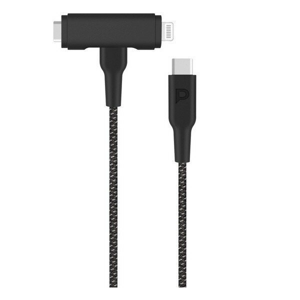 Кабель Powerology USB-C to USB-C + Lightning PD60W (PCAB007BK) Black