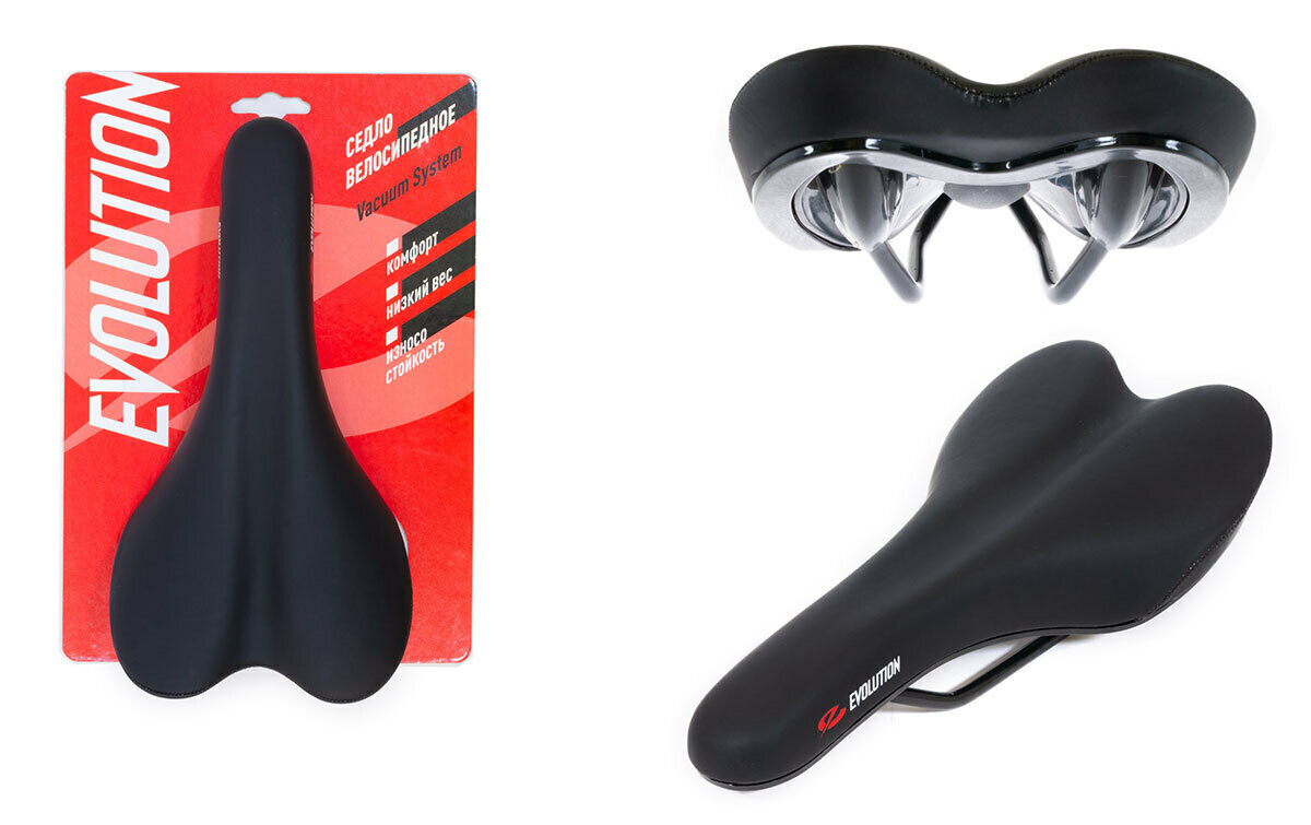 Седло EVOLUTION, спорт 285x145 мм, винил, черное TTS010, унисекс