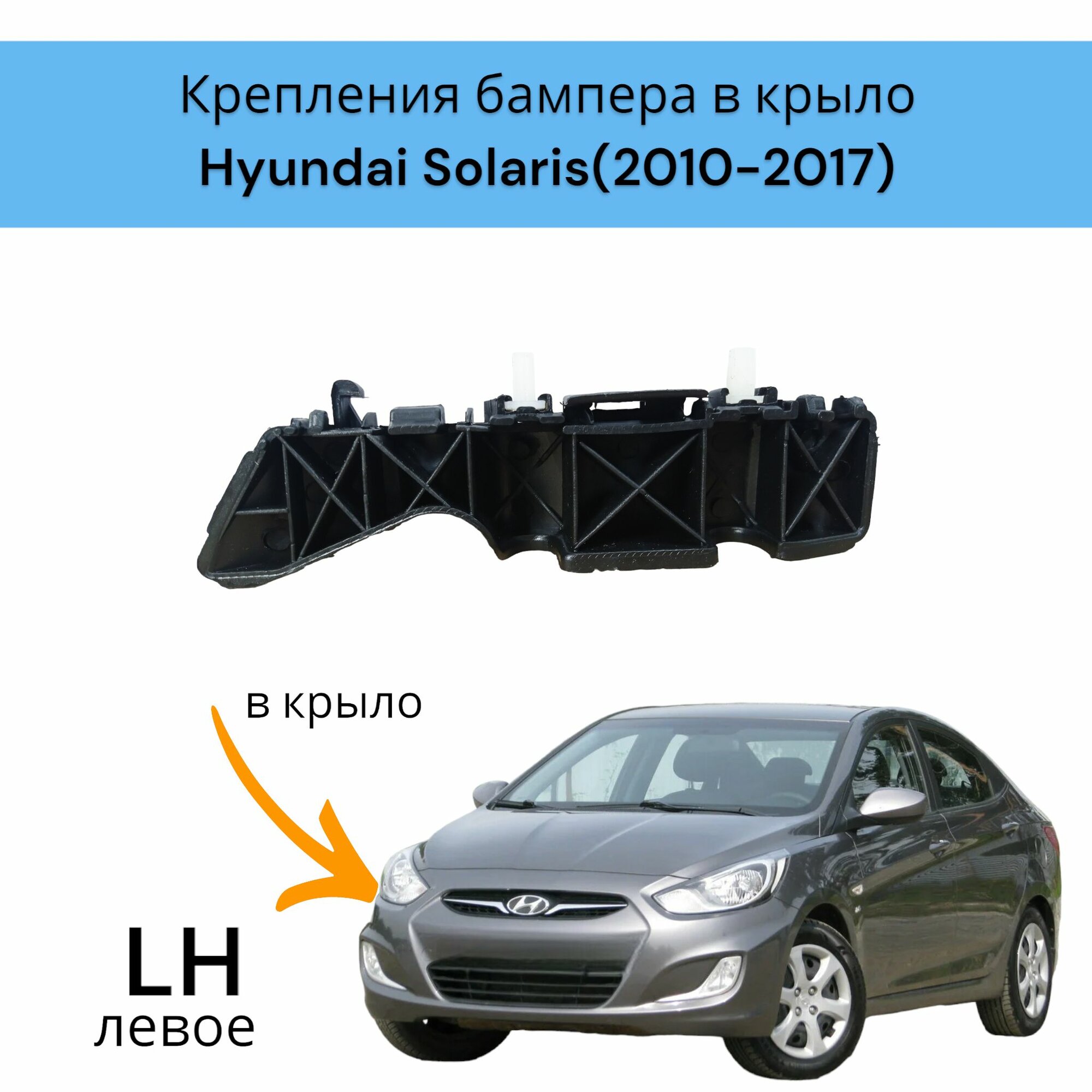 Крепления бампера левое в крыло Хендай Солярис 1 Hyundai Solaris/ACCENT (2010-2017)