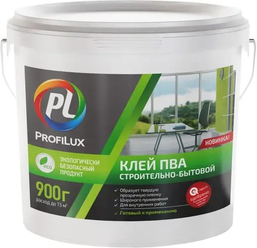 Клей ПВА ProfiLux Строительно-Бытовой 0.9кг, Белый / Профилюкс ПВА.