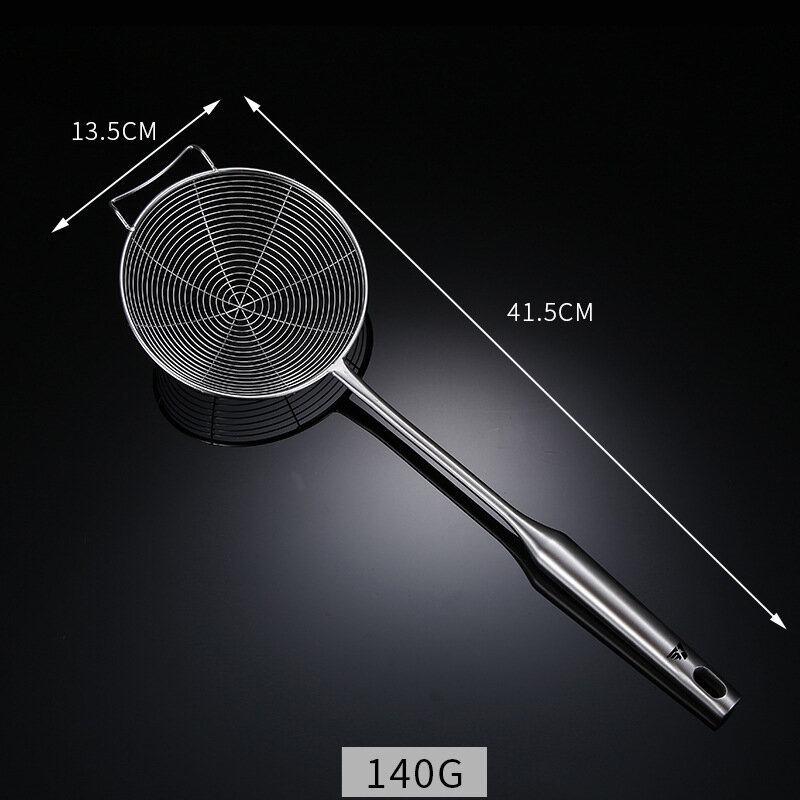 Скиммер из нержавеющей стали 304 с шлифованной длинной ручкой, усиленный и утолщенный, подходит для приготовления блюд в горячей кастрюле, жарки и извлечения лапши.