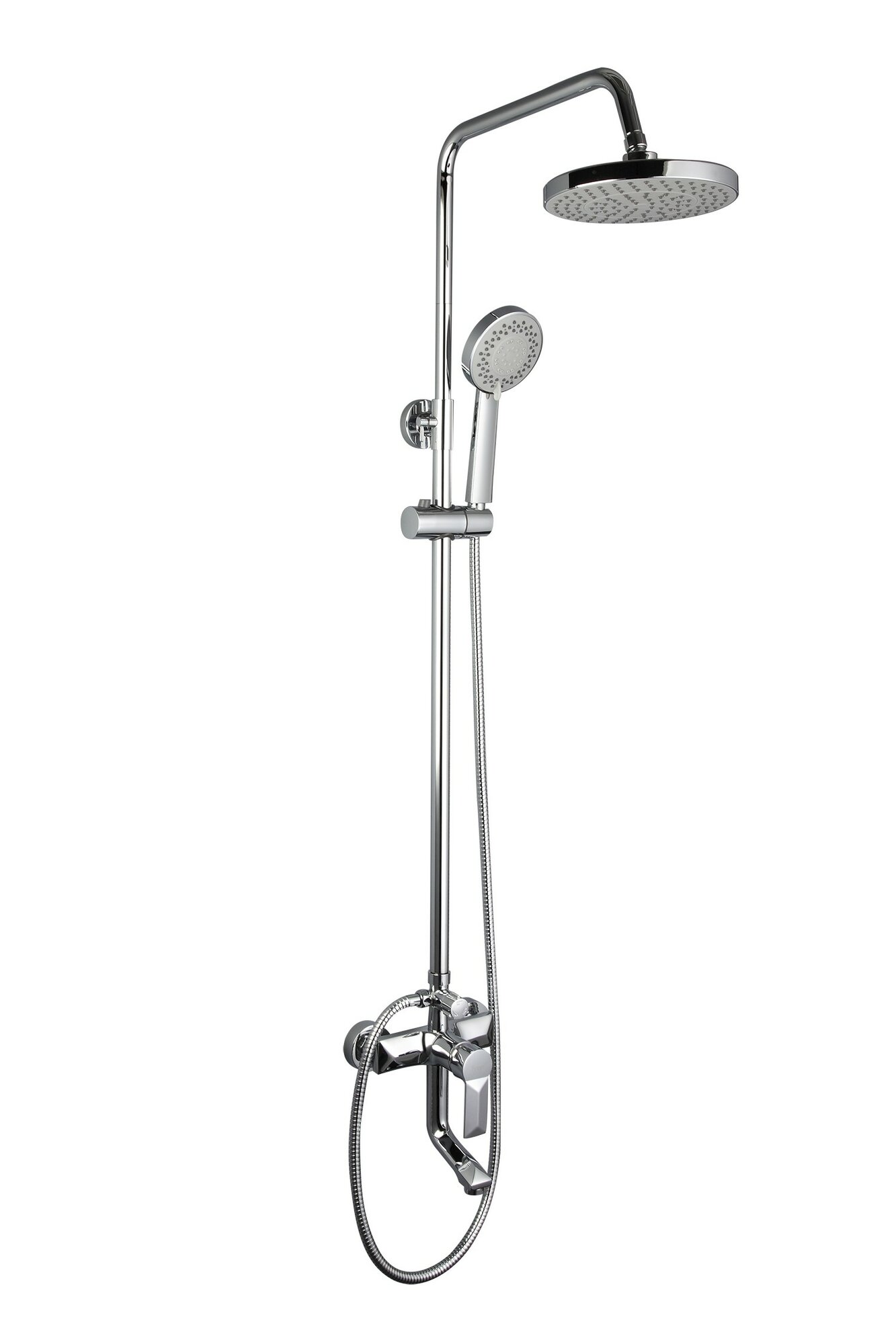 Душевая стойка FRAP F2418, тропический дождь, латунный корпус, хромированное покрытие, поворотный излив