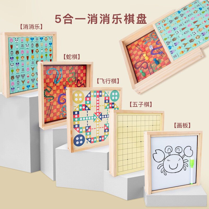 Деревянная магнитная доска с головоломкой животных 5 в 1, обучающая игра для детей, игра-соответствие с животными