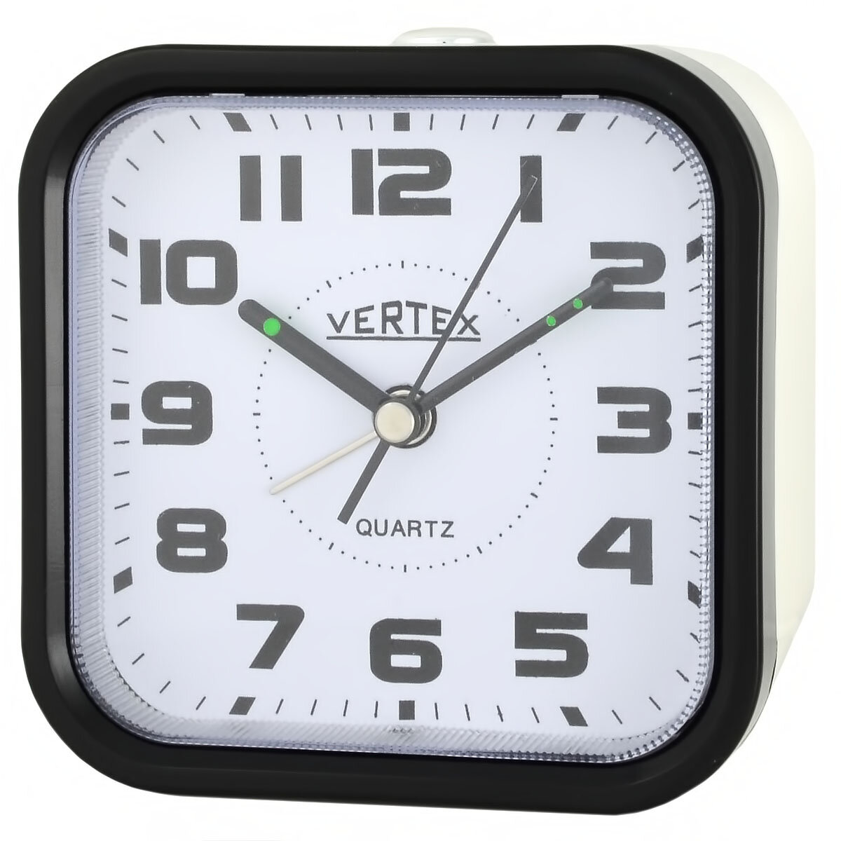 Будильник Vertex 8859 Бел, обод чер, циф-бел
