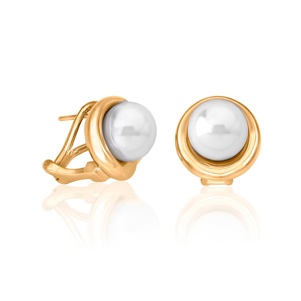 Серьги, серебро, 925 проба, золочение, жемчуг