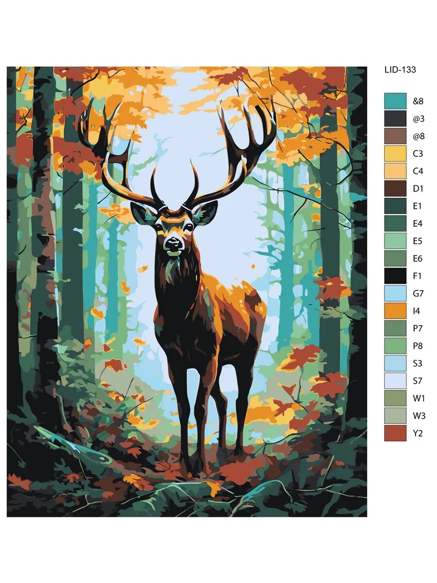 Картина по номерам,80 x 100, LID-133, лесной олень,