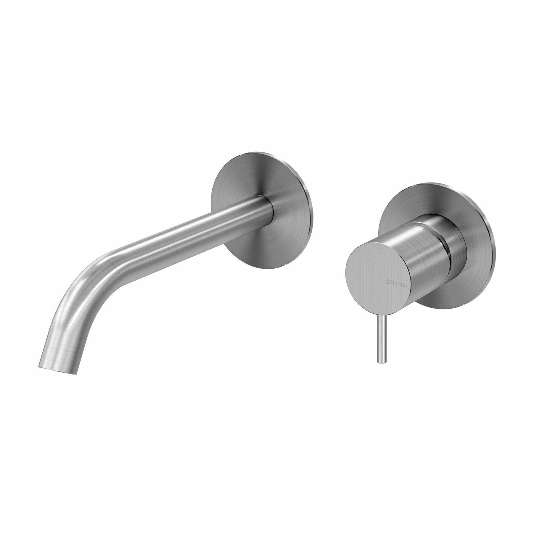 Смеситель для раковины настенный встроенный на 2 отверстия BRUMA X-ALPHA 186 850 2IS сталь сатин 150
